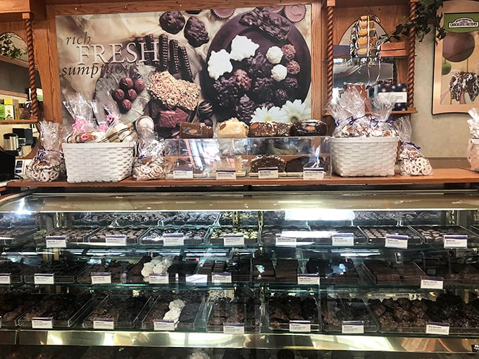 Chocolate temptation lurks between shopping sprees. Because bargain hunting burns calories that clearly need immediate replacement.