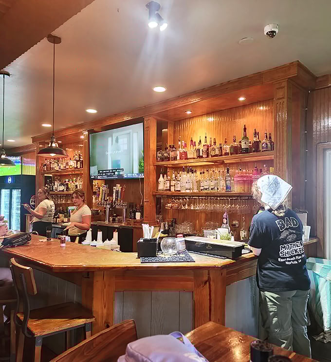 The bar area – where local brews meet maritime views, and bartenders likely know half the regulars by both name and order.