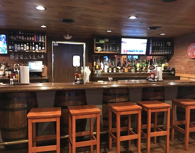 A bar built for serious business – the business of relaxation. Those taps aren't just decoration; they're promises waiting to be kept.