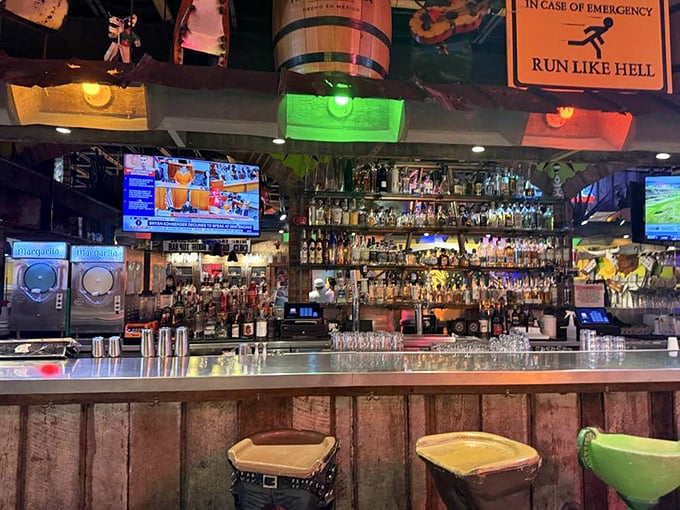 A bar stocked with enough tequila varieties to make you reconsider your "one margarita" promise. Decision paralysis has never been so delightful.