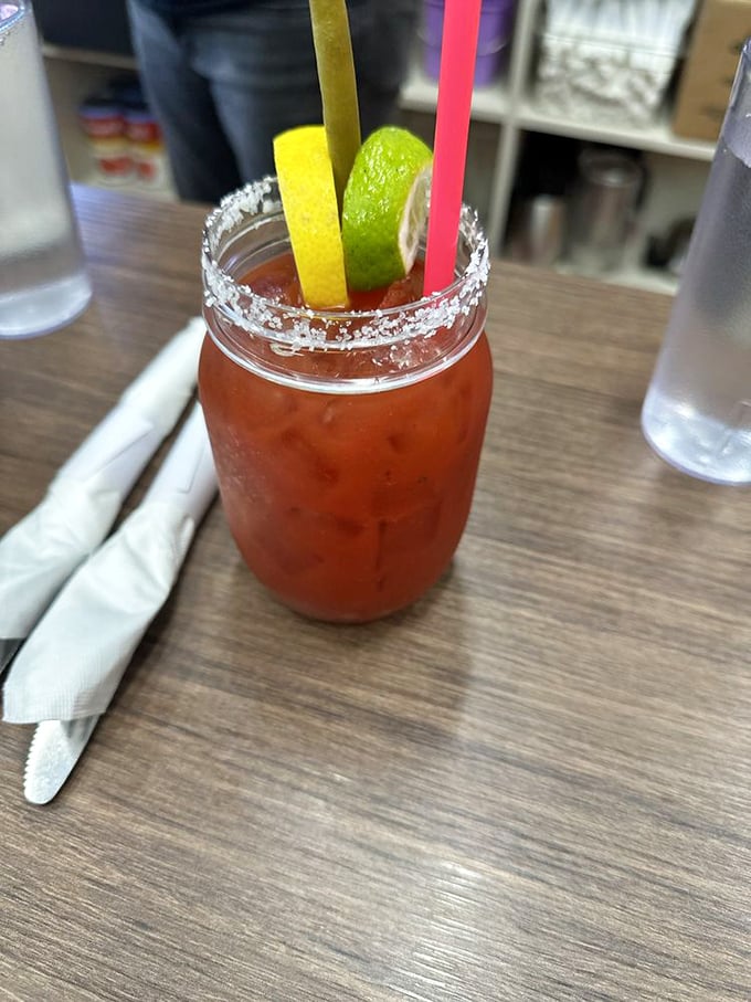 The Bloody Mary—breakfast of champions who had a rough night. That salt rim and lime wedge are working overtime on your behalf