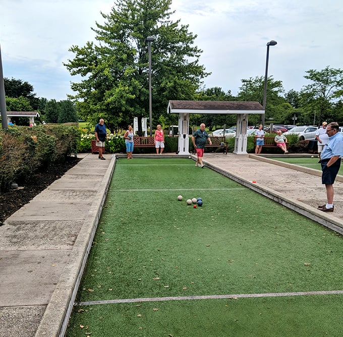 Let the games begin! The bocce court brings out everyone's competitive spirit, where friendly trash talk flows as freely as the post-game refreshments at the community center.