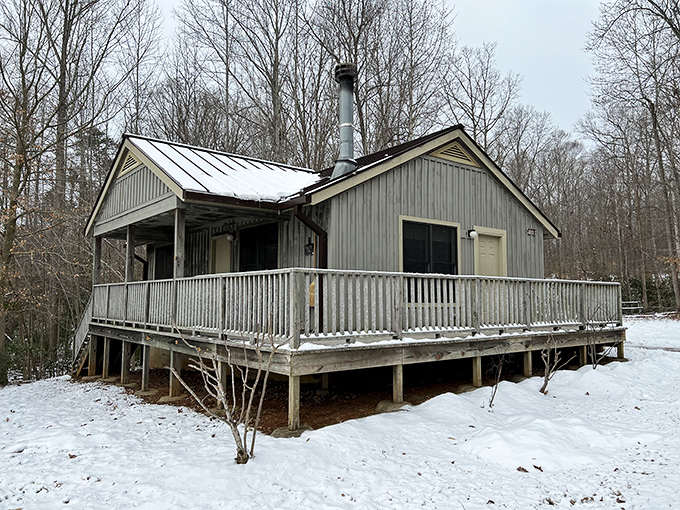 This snow-dusted cabin isn't just accommodation—it's your invitation to experience Lake Anna's quieter, contemplative winter personality.