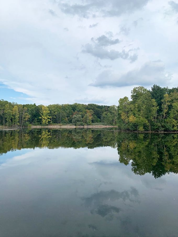 The lake that can't decide if it's water or sky. This mirror-perfect reflection is Mother Nature showing off her Photoshop skills.