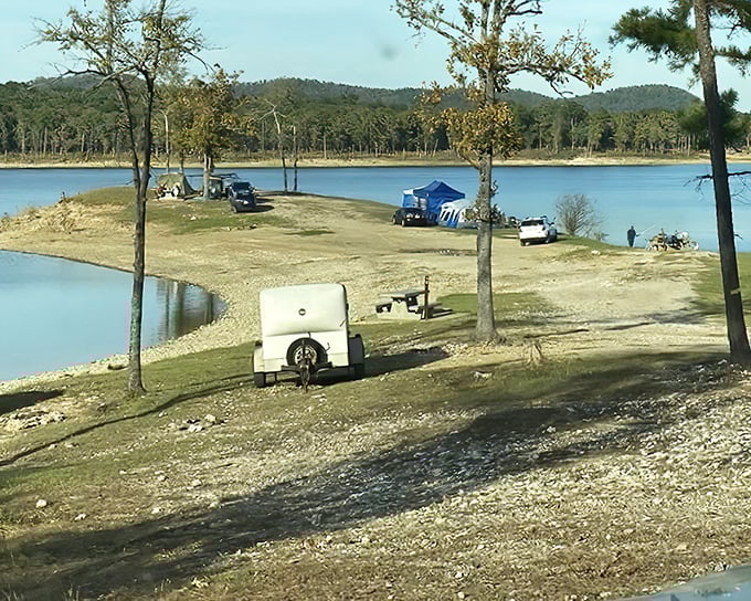 RV camping: where "roughing it" means deciding whether to watch Netflix inside or make s'mores outside.