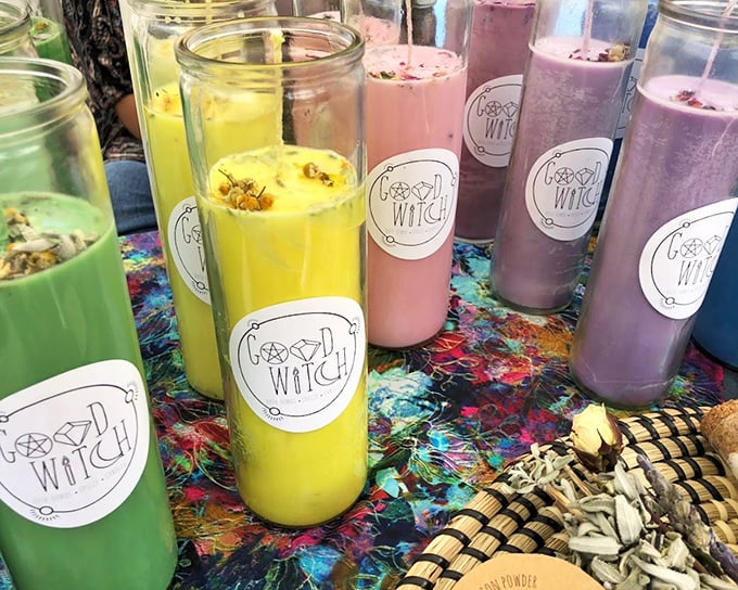 Mystical candles in candy-colored hues—because sometimes you need both illumination and a touch of magic in your living room.