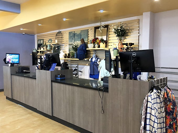 The modern checkout counter at Goodwill's University Avenue location – where treasures are tallied and bargain victories are celebrated daily.
