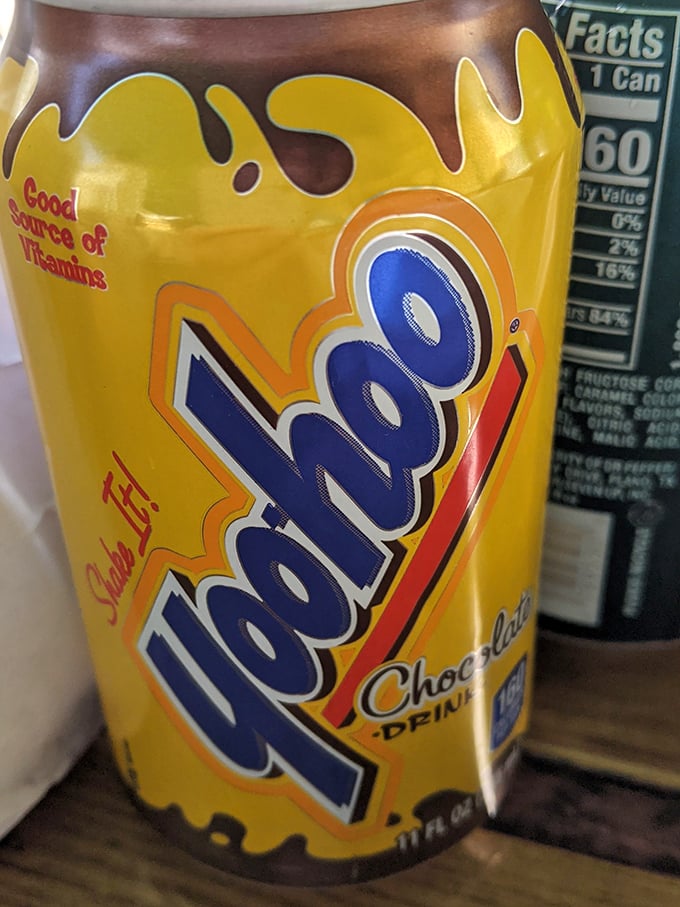 The Yoo-hoo chocolate drink—childhood nostalgia in aluminum form. Some things taste better when they haven't changed since your first Little League game.