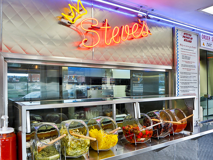 The condiment station stands ready like a painter's palette, waiting for you to add the final strokes to your sandwich masterpiece.