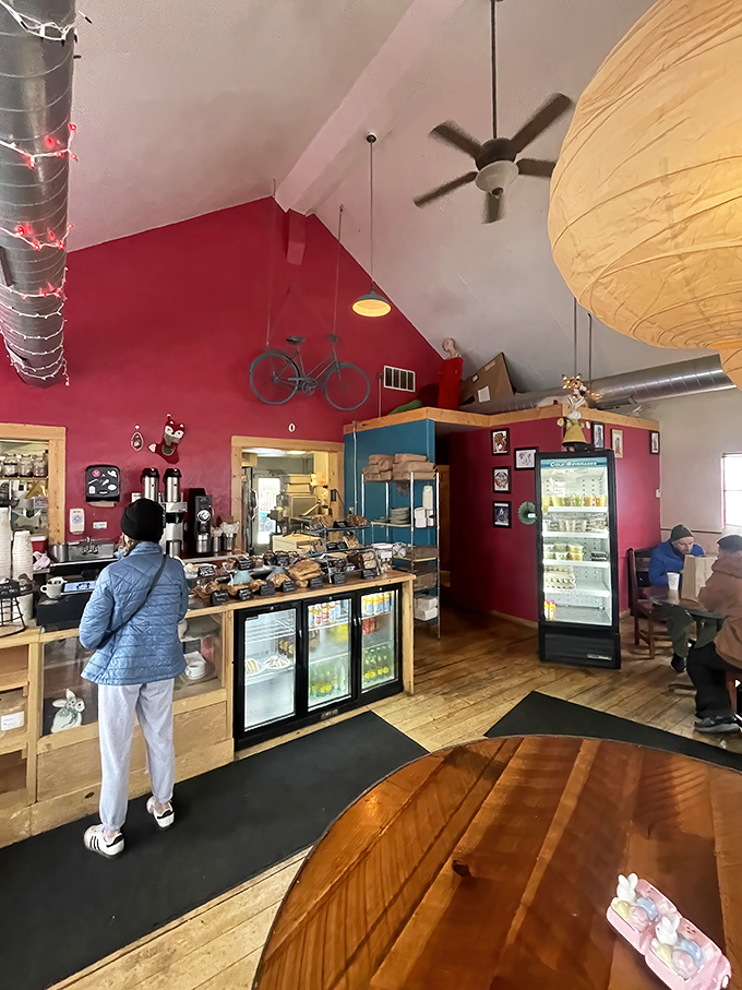 Paper lanterns float above like delicious thought bubbles, while exposed beams and ductwork remind you this place is authentic, not engineered for trendiness.