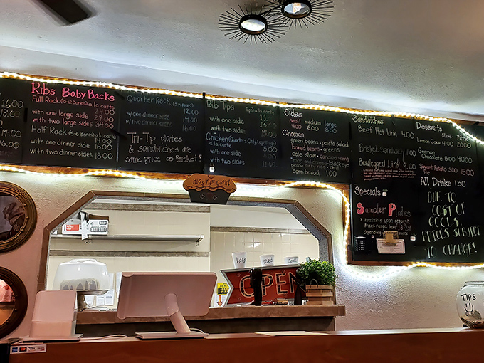 The chalkboard menu—where dreams are written in white chalk and erased only when they've sold out for the day.