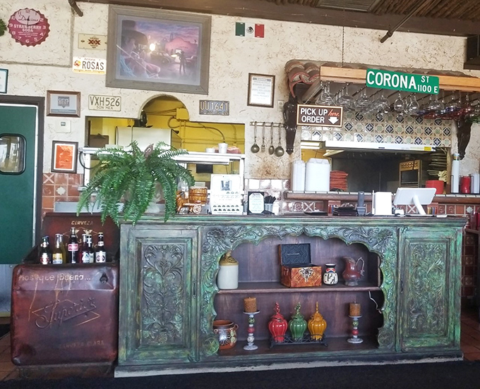 The pickup counter showcases vintage cabinetry that tells you this place values tradition – in both décor and the recipes coming from the kitchen.