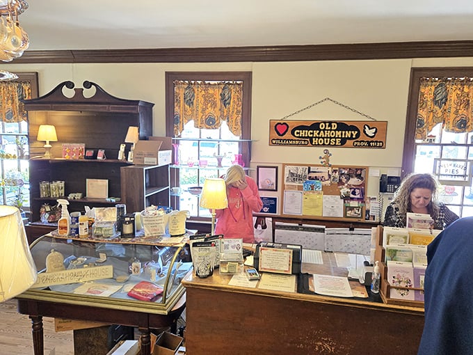 Part gift shop, part time machine—the counter area offers souvenirs that let you take a piece of Virginia history home with you.