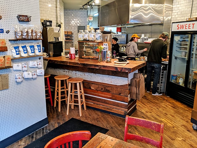 Where the magic happens – part rustic workshop, part culinary laboratory. The wooden counter has witnessed countless "first bite" faces.