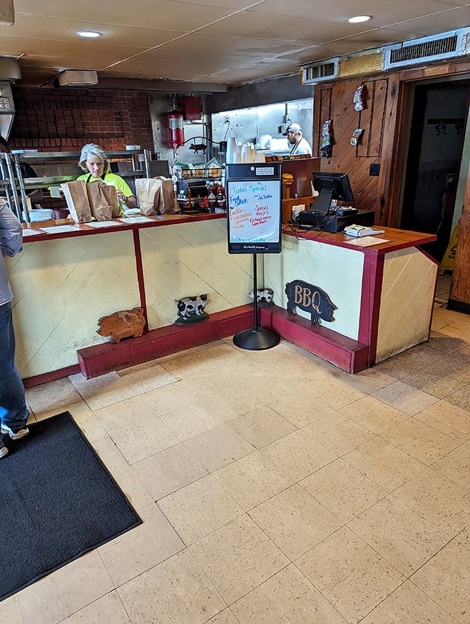 Where the magic happens—the ordering counter at Carlile's is the gateway to barbecue bliss for locals and pilgrims alike.