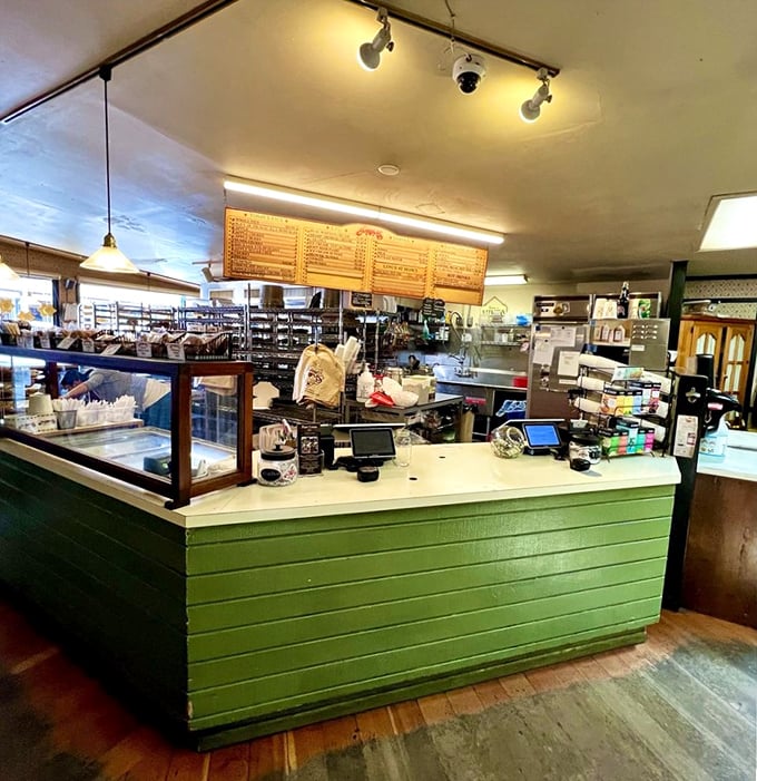 The green counter – command central for pie distribution and happiness creation, staffed by the unsung heroes of Julian.