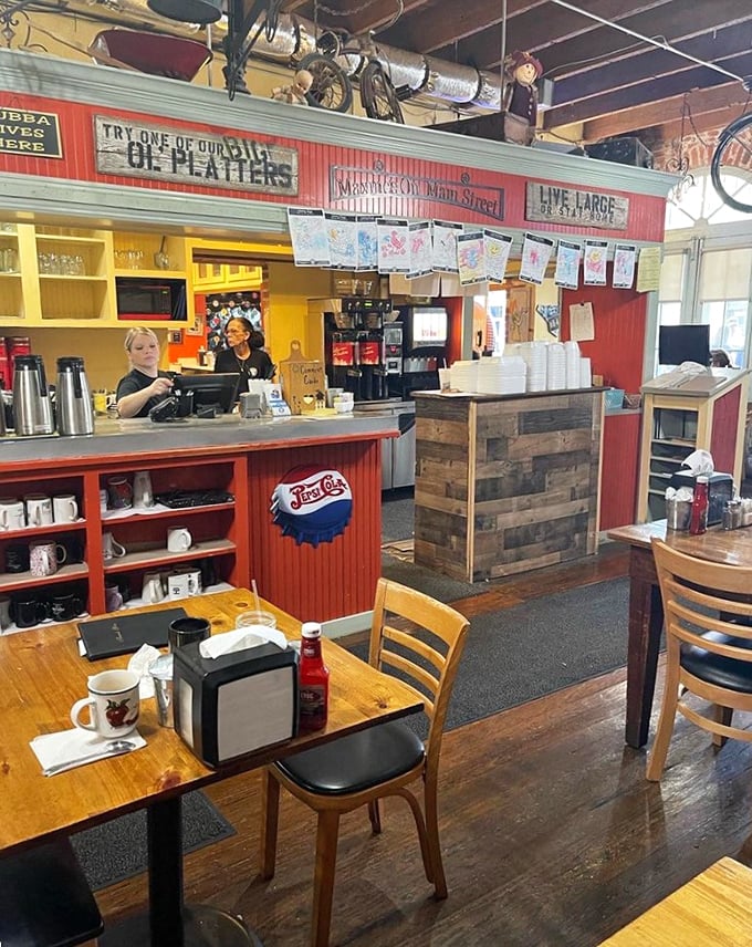 The command center where breakfast dreams become reality. Those coffee pots have seen things, told stories, and fueled many a morning.