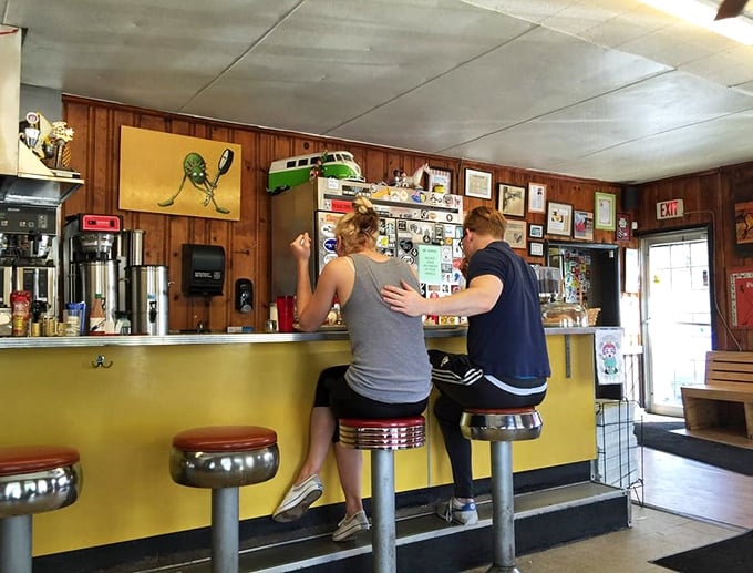 The counter seating offers front-row tickets to the best show in town—watching other diners' faces light up when their food arrives.