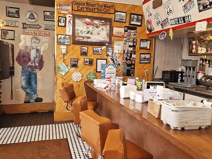The counter where magic happens – where solo travelers become temporary locals and the phrase "Order what you want, eat what you get" isn't just decor.