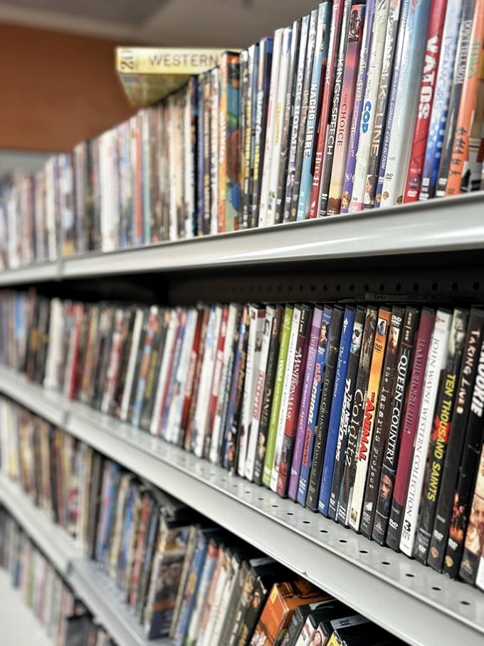 A cinematic buffet where $3 can transport you anywhere—from Western adventures to sci-fi worlds, all neatly alphabetized for your browsing pleasure.