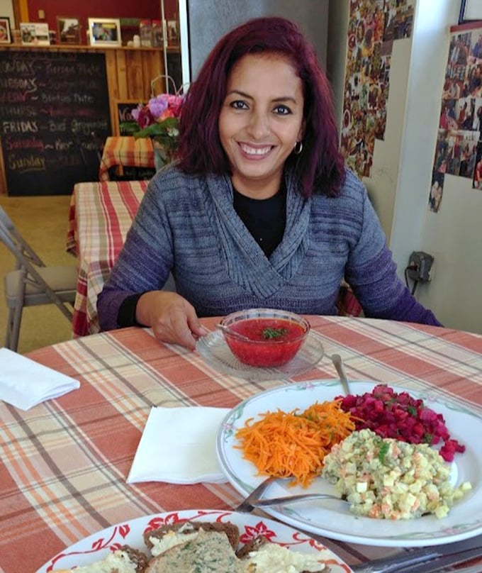 The dining experience at Black Forest Deli includes colorful plates of Eastern European delights. Every table tells a different delicious story.