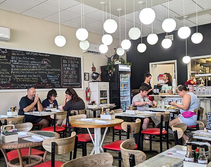 Real people enjoying real food in a real restaurant, which is refreshingly authentic in our filtered world.