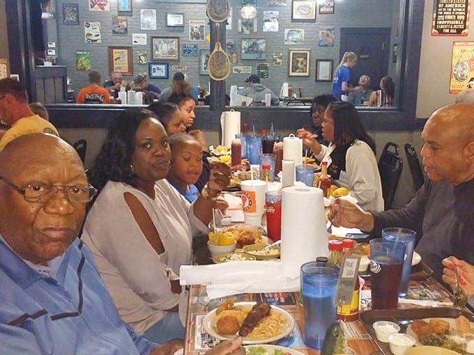 A family gathering that tells the real story of Brown's—where multiple generations come together in the universal language of "pass the catfish."