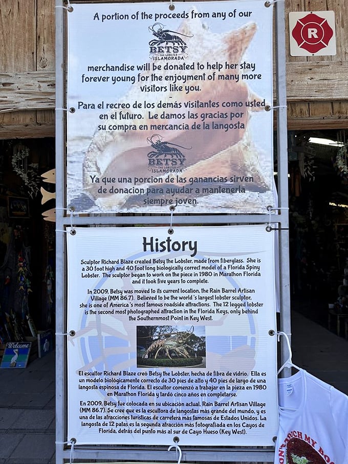 The educational marker reveals Betsy's impressive credentials—she's the second most photographed attraction in the Florida Keys, right behind that famous buoy.