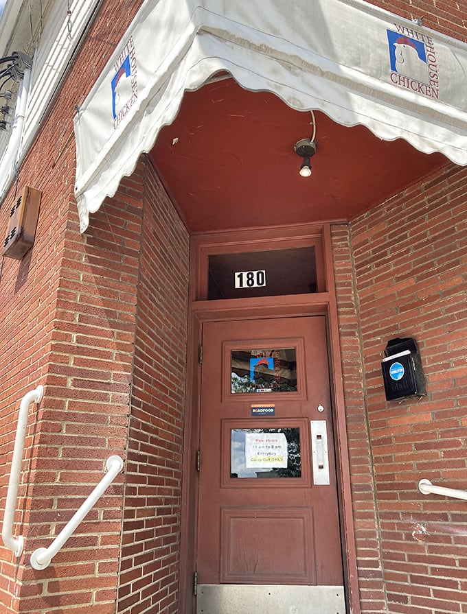 The entrance to chicken paradise – simple, straightforward, and promising no frills except those attached to perfectly fried wings.