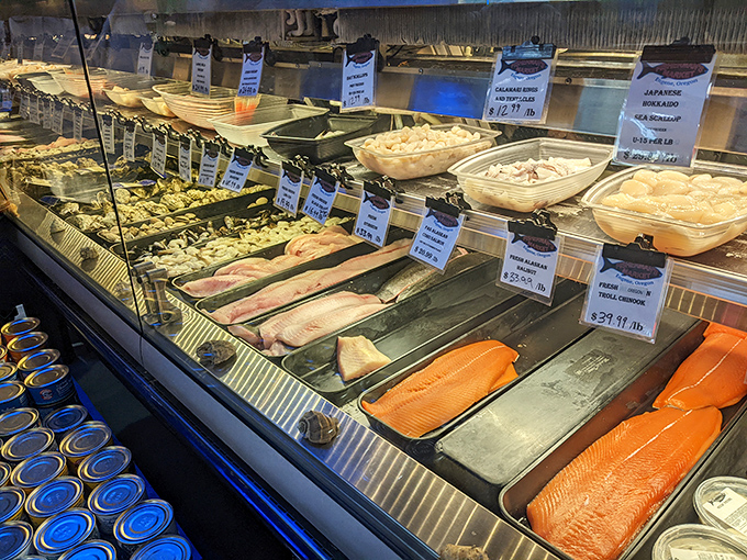 The seafood case showcases today's ocean bounty—a glistening display of possibilities that makes ordering the day's hardest decision.