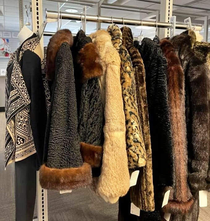 Fur coats with more character than a Tennessee Williams play, each waiting for its dramatic entrance on a winter night.
