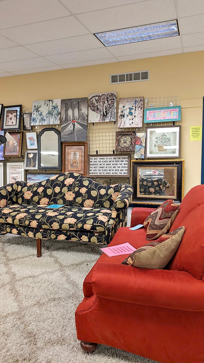 Furniture that tells stories – that floral couch has hosted everything from first dates to family game nights and is ready for its next chapter.