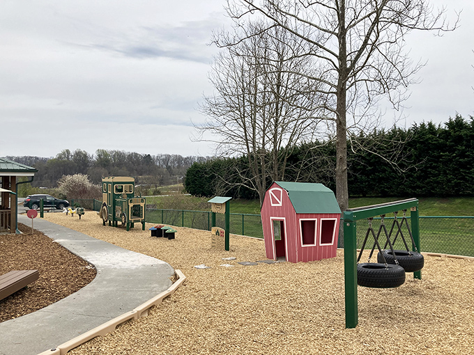 Golden Oak Park's playful structures invite kids to experience old-fashioned outdoor fun—no batteries, charging cables, or Wi-Fi passwords required.