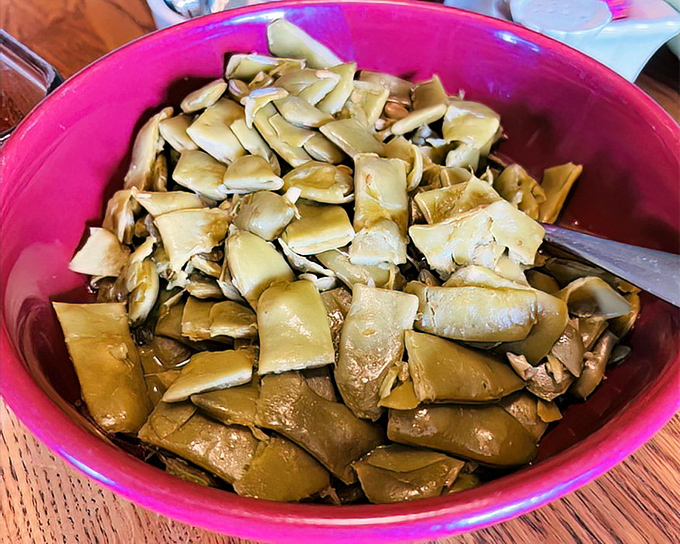 Green beans that have clearly been introduced to a ham hock and formed a meaningful relationship. This isn't just a side dish—it's a commitment.