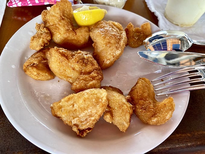 Grouper cheeks – the seafood equivalent of finding money in your pocket that you forgot was there. Deliciously unexpected.