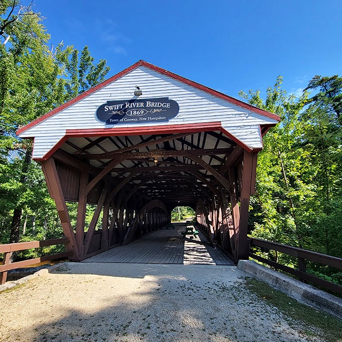 The Swift River Covered Bridge stands as New Hampshire's answer to European castles—less pretentious, more practical, equally photogenic.