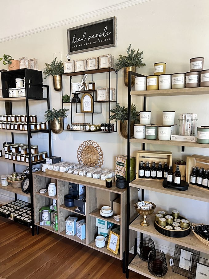 Artfully arranged shelves at Ignite Joy—where modern sensibilities meet Gold Country aesthetics in a shopper's paradise.
