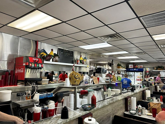 The bustling kitchen—where magic happens amid the symphony of sizzling grills and the choreographed dance of experienced short-order cooks.