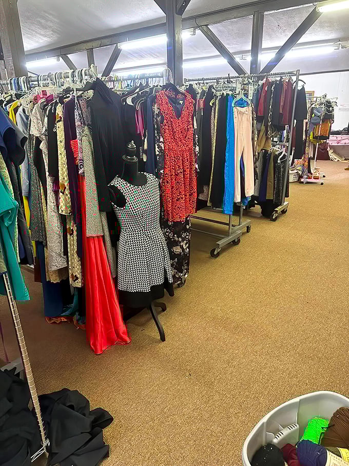 Dress department that rivals vintage boutiques at a fraction of the price. That red number would turn heads at your next reunion.