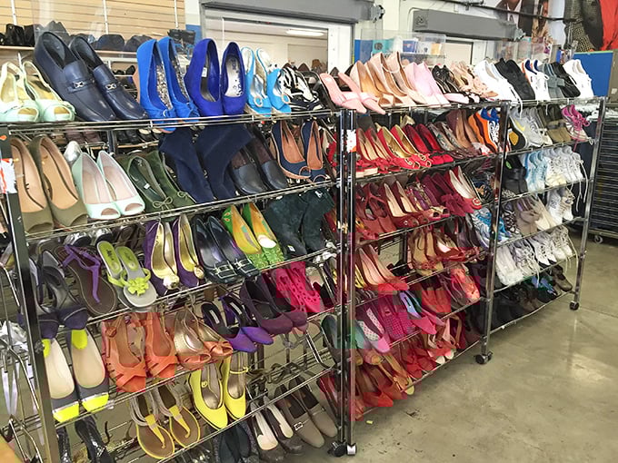 Cinderella didn't have this many options! A rainbow of footwear possibilities arranged by color makes finding your perfect pair surprisingly efficient.