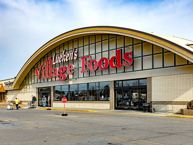 Lueken's Village Foods' distinctive curved roof houses fresh produce and staples at prices that respect your social security check's limitations.