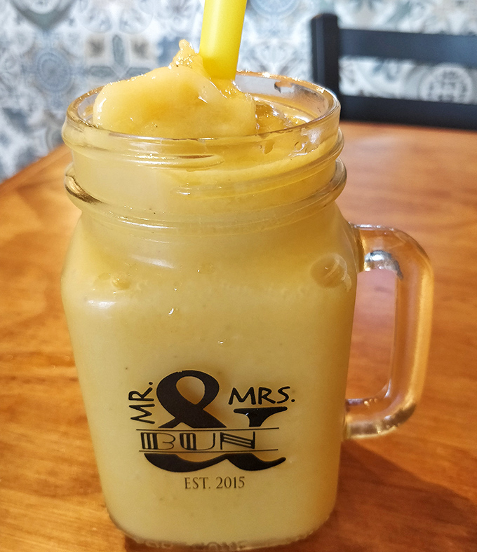 This mango smoothie isn't just a drink—it's Miami in a glass. Sunshine-yellow and tropical-sweet, it's the perfect companion to spicy Peruvian flavors.
