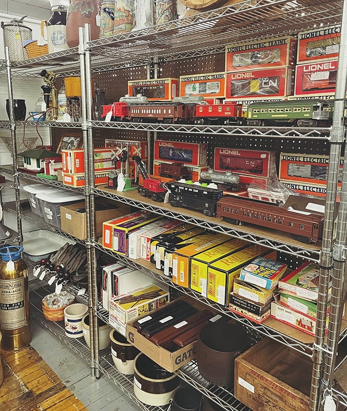 All aboard the nostalgia express! Lionel trains that once circled Christmas trees now await collectors with fond memories and empty shelves.