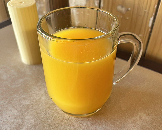 Morning sunshine in a glass – this orange juice provides the perfect counterbalance to the glorious heat of green chile.