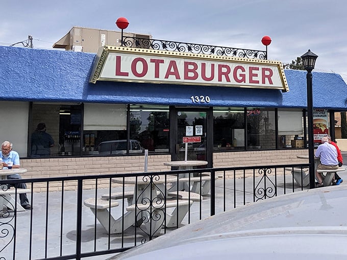 Lotaburger's iconic blue awning signals affordable comfort food that's been satisfying New Mexican appetites for generations.
