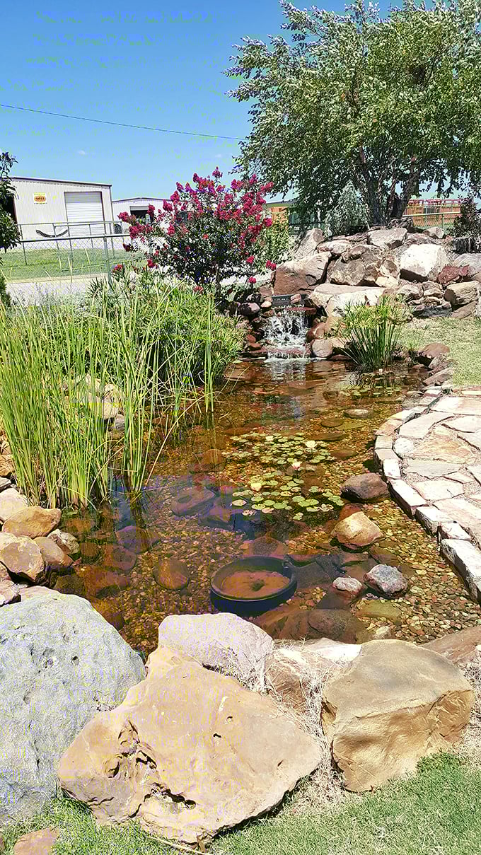 Water features and landscaping create peaceful retreats where contemplating retirement beats contemplating where all your money disappeared to yesterday.