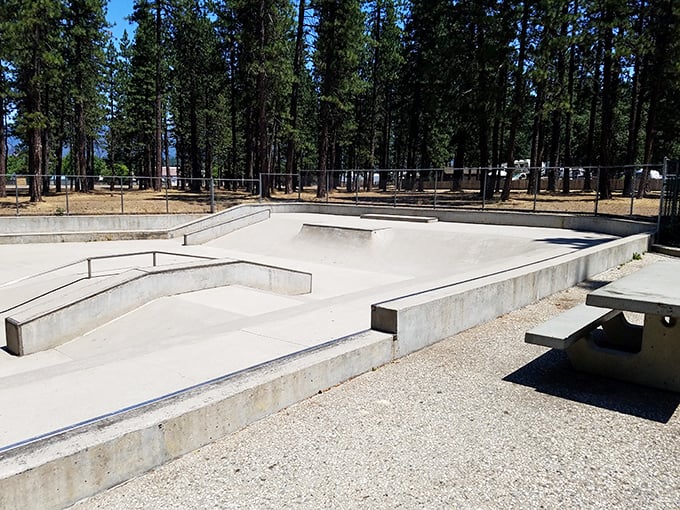 The skate park—proof that even in paradise, teenagers need somewhere to perfect their ollies and parents need somewhere to worry.
