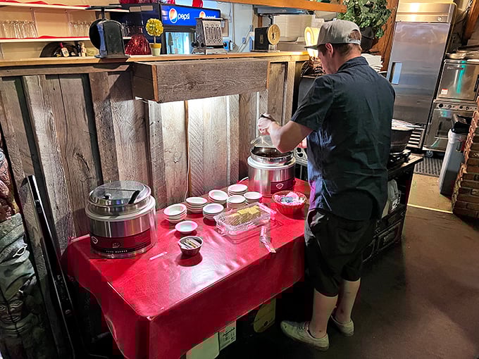 Behind every great steak is a great salad bar. This isn't some afterthought—it's a carefully maintained spread that deserves your respect and stomach space.