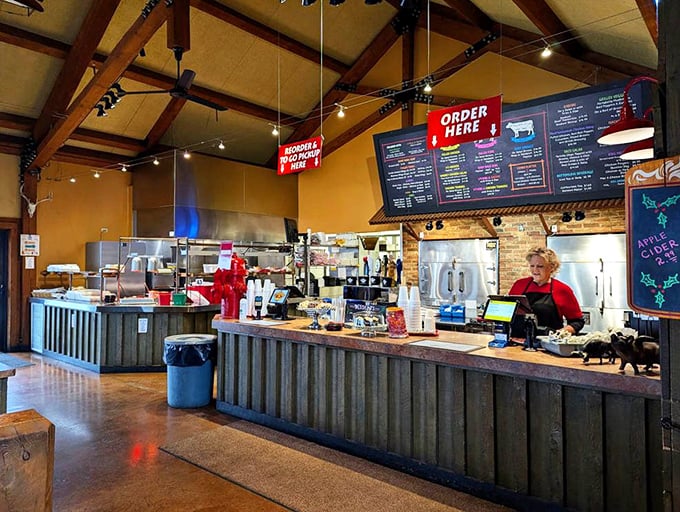 The ordering counter—where dreams are spoken aloud and transformed into platters of smoky perfection.