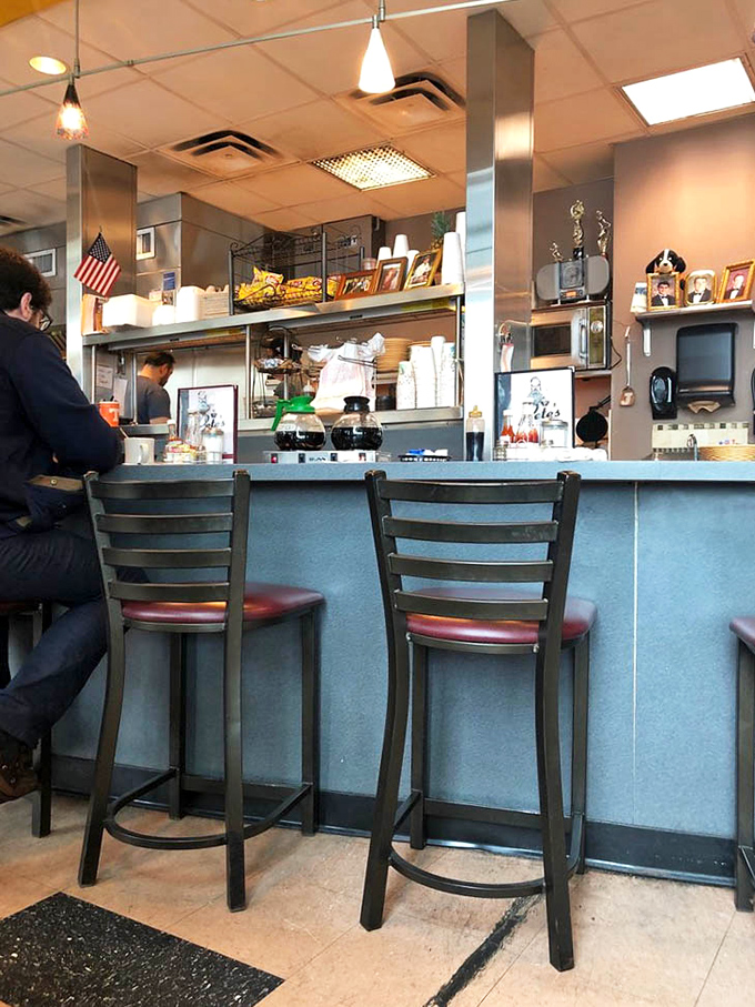 The counter seating—where solo diners become part of the Pete's family and regulars exchange knowing nods about the coffee's restorative powers.